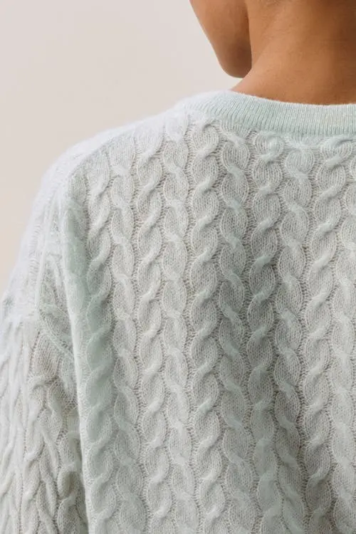 Naked Cashmere Chrissy Cropped Cable Knit Sweater - Jadite