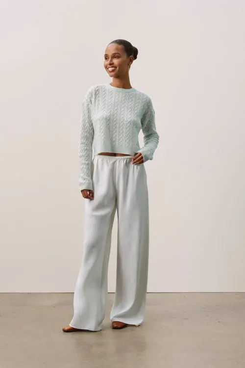 Naked Cashmere Chrissy Cropped Cable Knit Sweater - Jadite