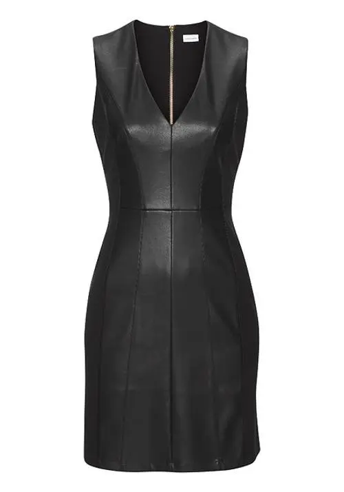 LASCANA Faux Leather V-neck Sheath Dress