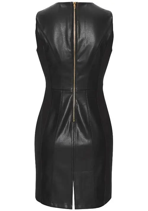 LASCANA Faux Leather V-neck Sheath Dress