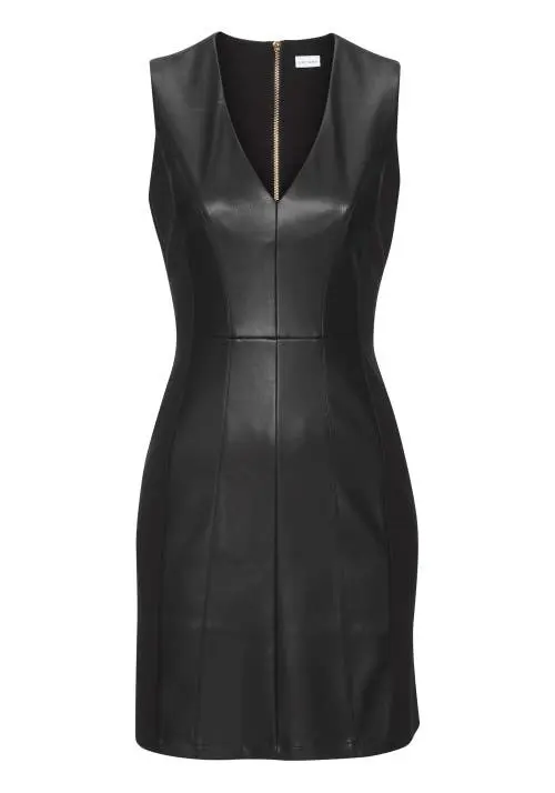 LASCANA Faux Leather V-neck Sheath Dress