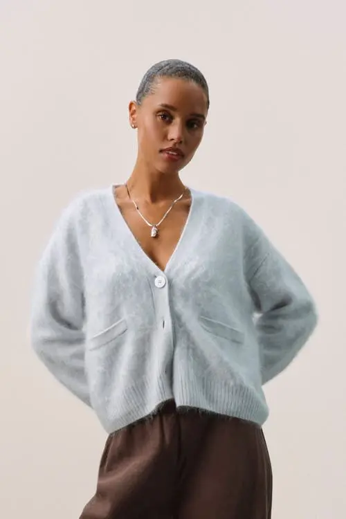 Naked Cashmere Michaela Brushed Cashmere Cardigan - Cloud