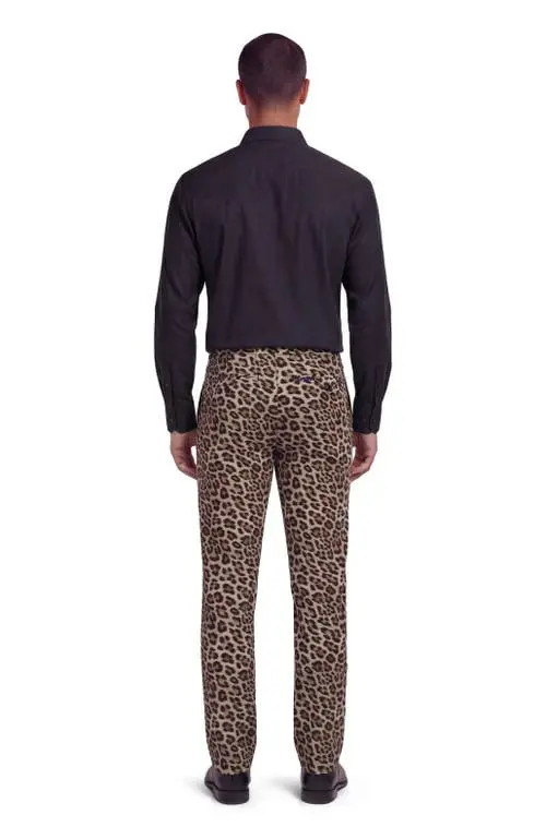LORDS OF HARLECH Leopard Print Straight Fit Pant - Leopard Brown