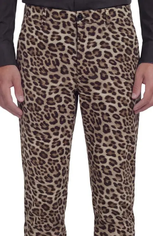 LORDS OF HARLECH Leopard Print Straight Fit Pant - Leopard Brown