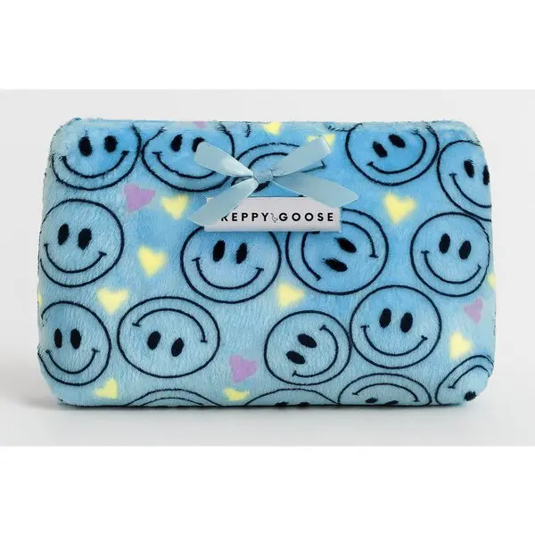 PREPPY GOOSE Plush Pouch - Blue Smiley Print