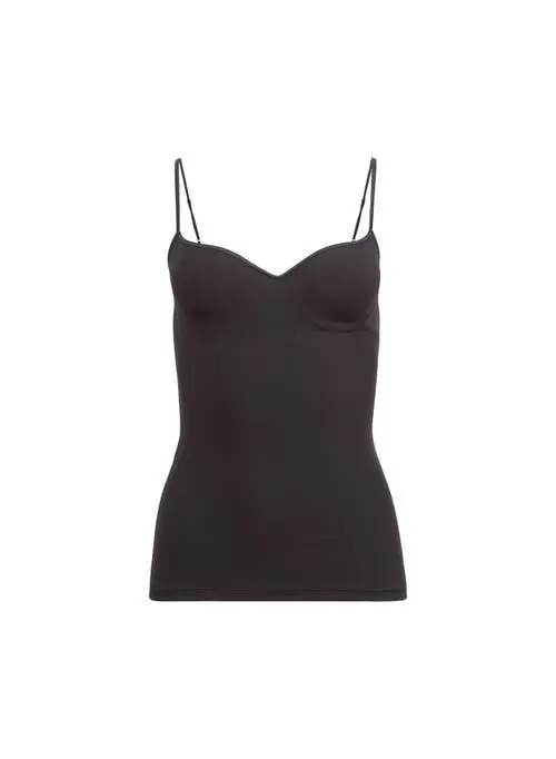 FLEUR DU MAL Scooped Neck Built-in Bra Cami - Black