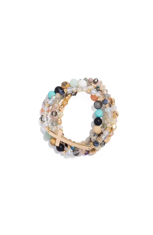 HUMANIST BEAUTY Healing Cross 4-stack Beaded Bracelets