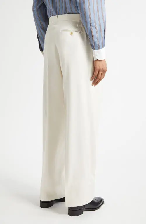 TOM FORD Pleated Silk Gabardine Wide Leg Pants - Ivory