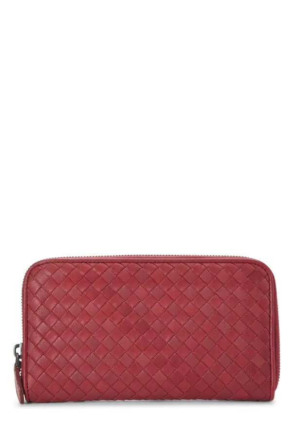Bottega Veneta Intrecciato Zip Around Wallet - Red