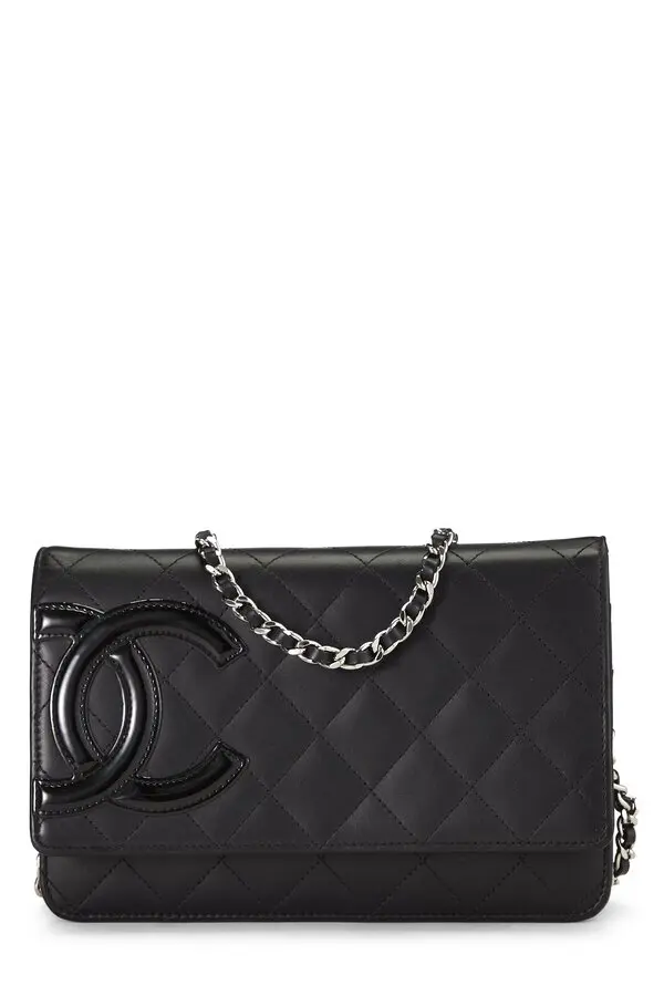 Chanel Calfskin Cambon Wallet On Chain - Black