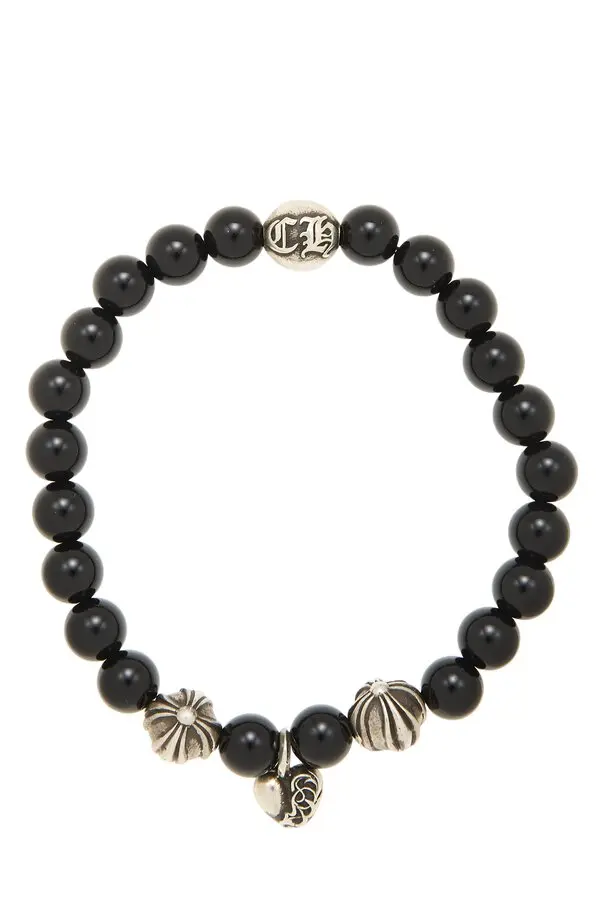 Chrome Hearts Sterling Silver Beaded Bracelet - Black