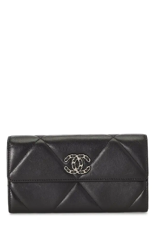 Chanel Quilted Lambskin 19 Long Flap Wallet - Black