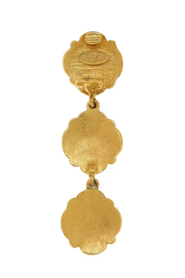 Chanel Gold Tone Gripoix Earrings