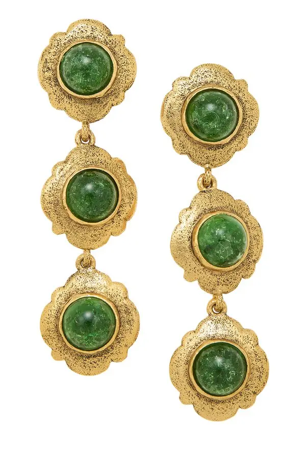 Chanel Gripoix Dangle Earrings - Green