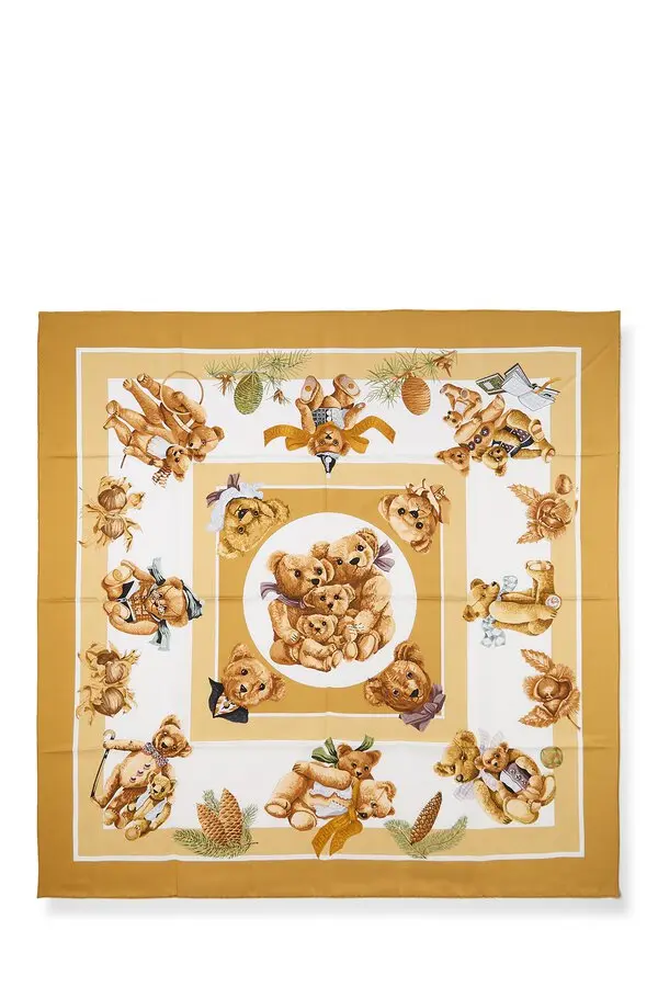 Hermès Multicolor 'confidents Des Coeurs' Silk Scarf - Beige