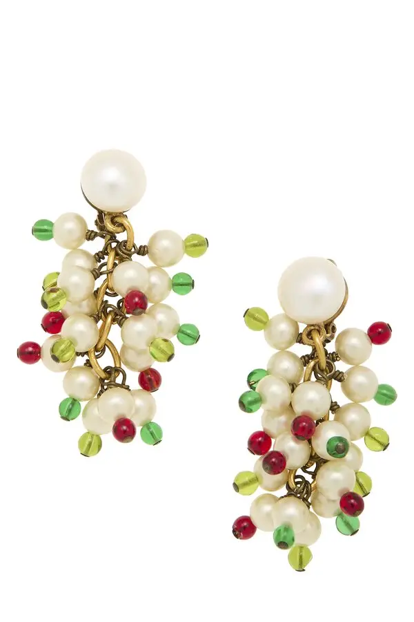 Chanel Gripoix Faux Pearl Dangle Earrings - Multi