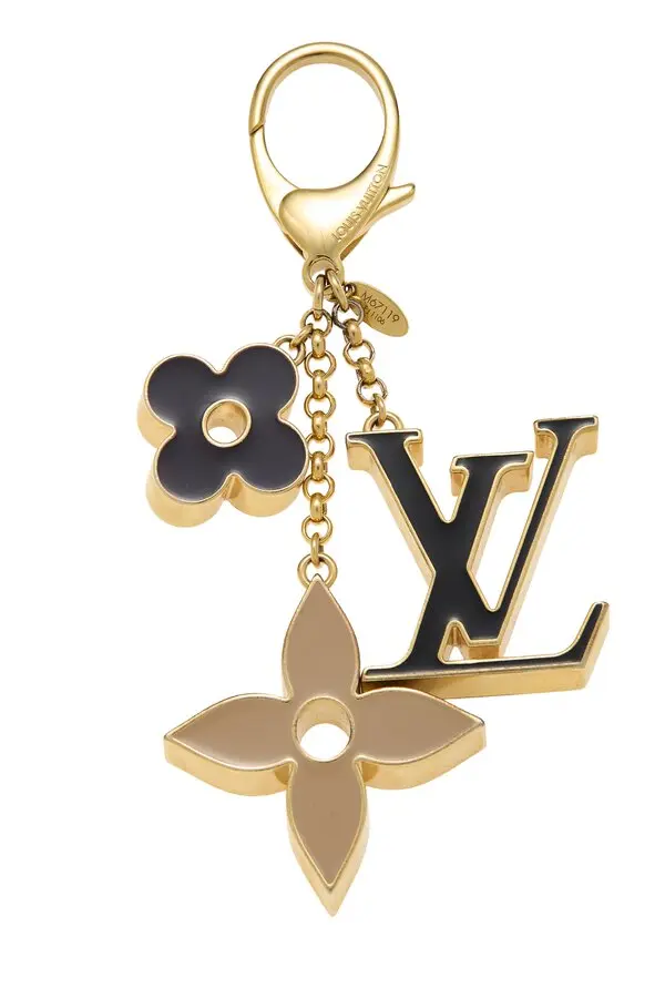 LOUIS VUITTON Gold-tone Brass Fleur De Monogram Bag Charm - Beige