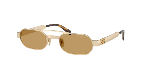 Miu Miu Brass Oval Sunglasses With Lenses - Brown