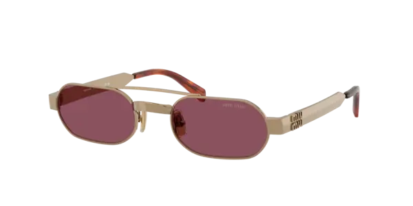 Miu Miu Brass Oval Sunglasses With Lenses - Dark Violet