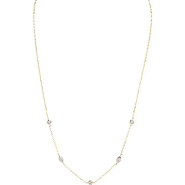 Argento Vivo Cubic Zirconia Station Necklace - Gold/silver