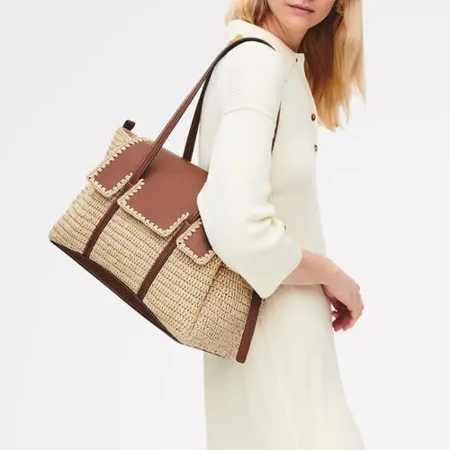 RADLEY The Chancery Raffia Flapover Woven Shoulder Bag
