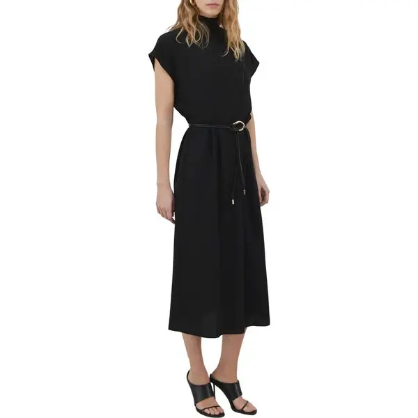 Mango Mock Neck Belted Dress