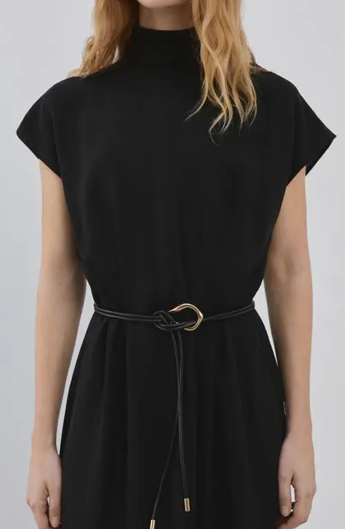 Mango Mock Neck Belted Dress