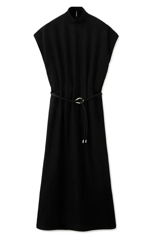 Mango Mock Neck Belted Dress