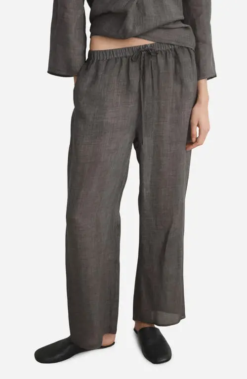 Mango Ramie Pajama Pants - Charcoal