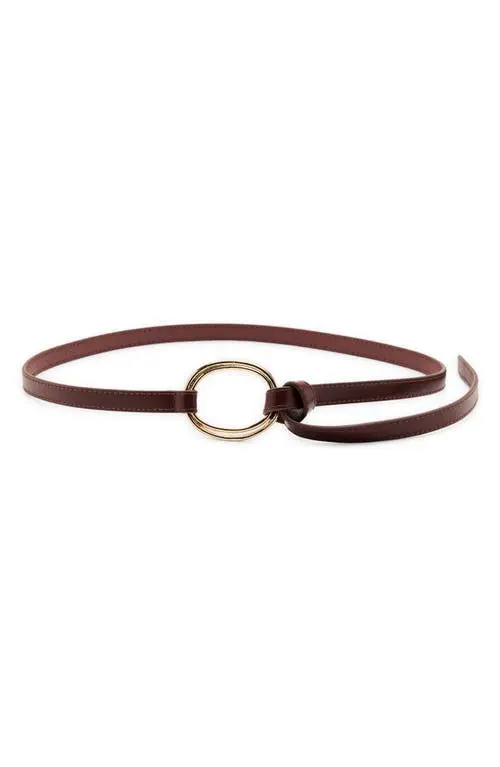 Mango Buckle Faux Leather Belt - Brown