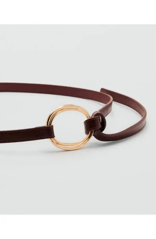 Mango Buckle Faux Leather Belt - Brown