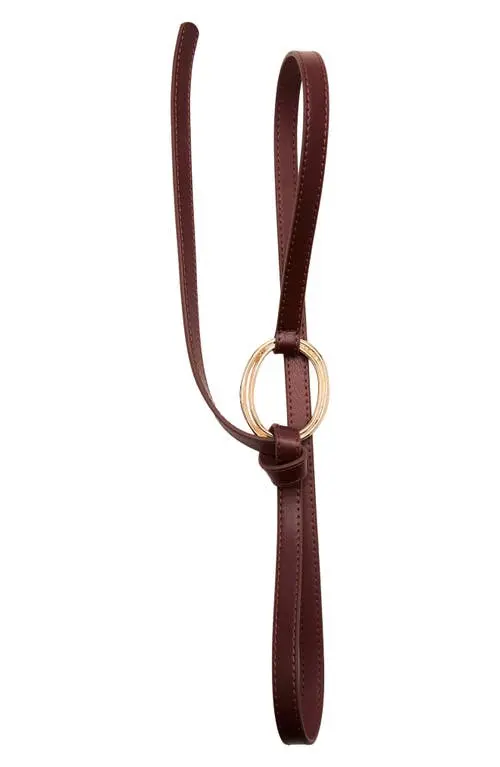 Mango Buckle Faux Leather Belt - Brown