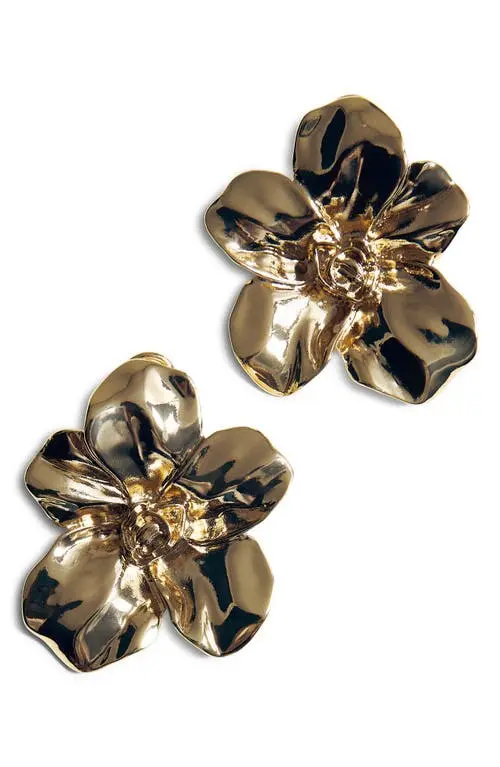 Mango Flower Stud Earrings - Gold