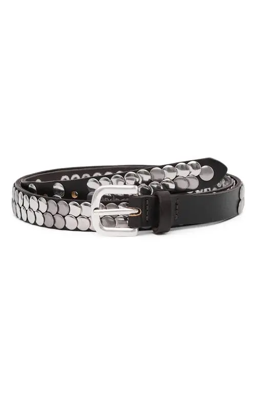 Mango Studded Leather Belt - Chocolate