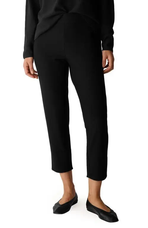 Eileen Fisher Slit Back Slim Cropped Pants - Black