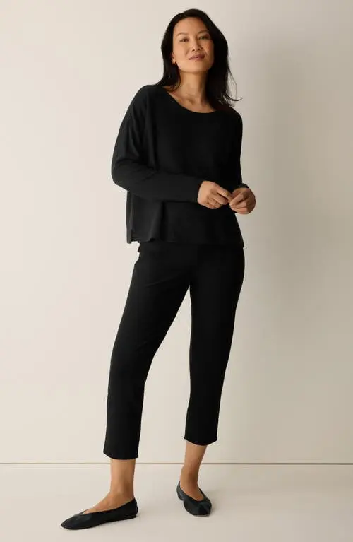 Eileen Fisher Slit Back Slim Cropped Pants - Black