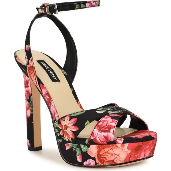 Nine West Ankle Strap Platform Sandals - Black