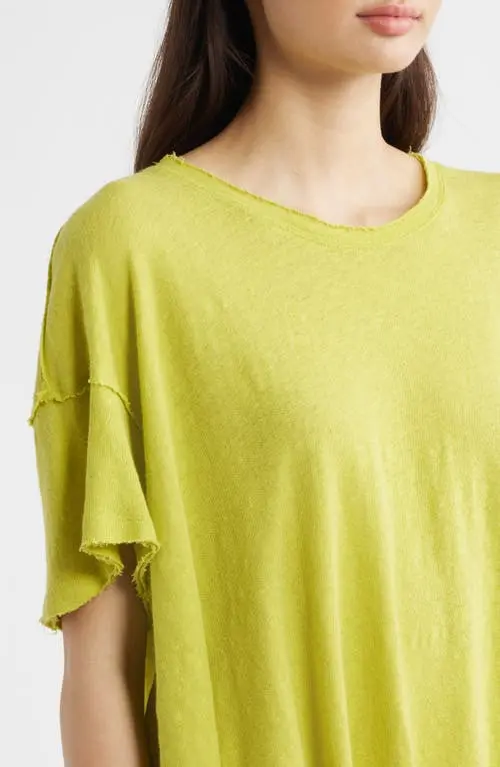 Free People Elsie Linen & Cotton Slub Jersey T-shirt - Warm Olive