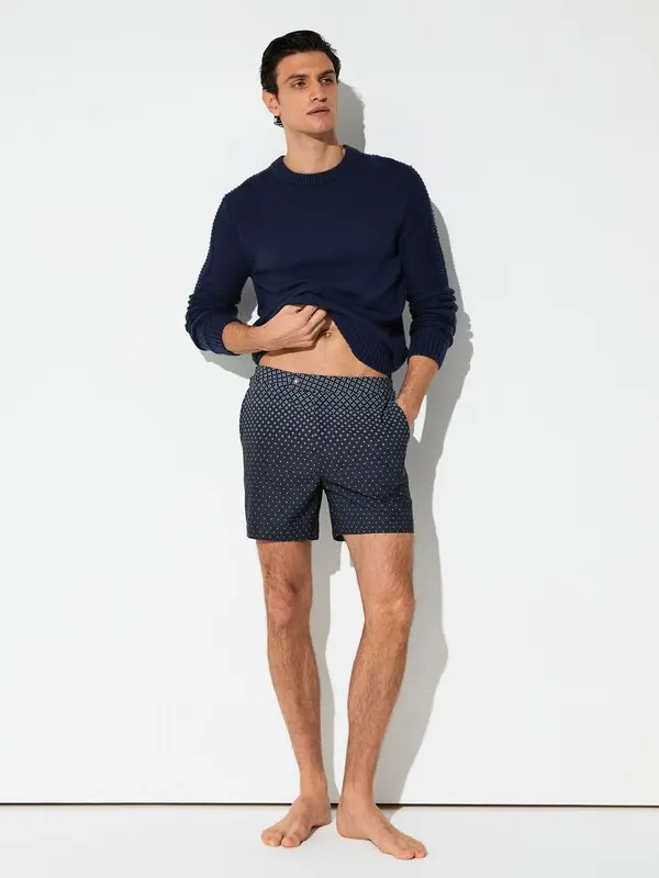 REISS Ombré Geometric-print Swim Shorts - Navy