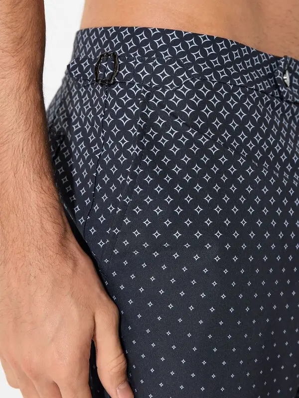 REISS Ombré Geometric-print Swim Shorts - Navy