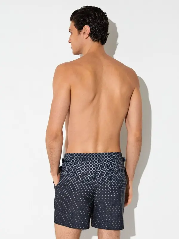 REISS Ombré Geometric-print Swim Shorts - Navy