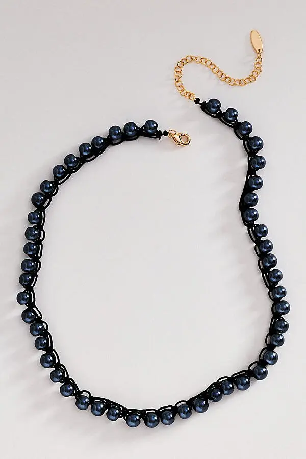 Anthropologie Pearl Collar Necklace - Black
