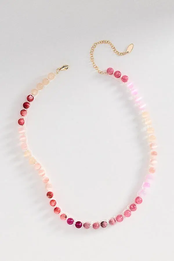 Anthropologie Pearl Collar Necklace - Peach Pink