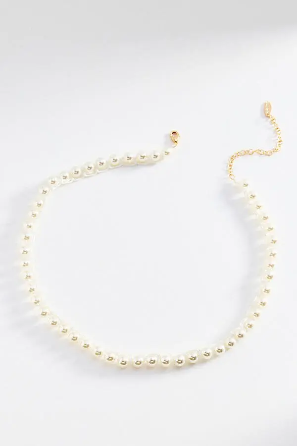 Anthropologie Pearl Collar Necklace - Pearl/white