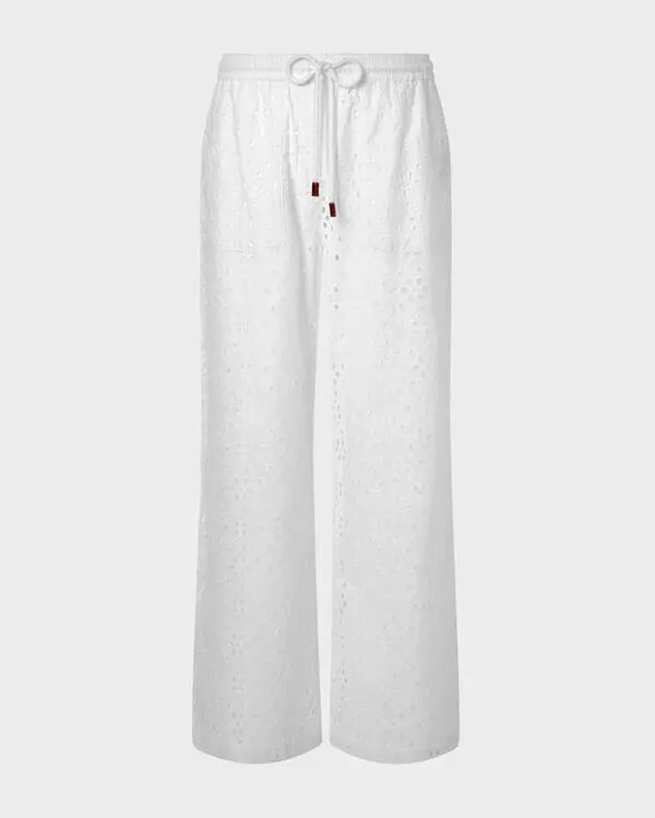 Vilebrequin Floral Broderie Anglaise Cotton Wide Leg Pants