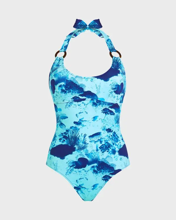 Vilebrequin Printed Halter One-piece Swimsuit - Blue