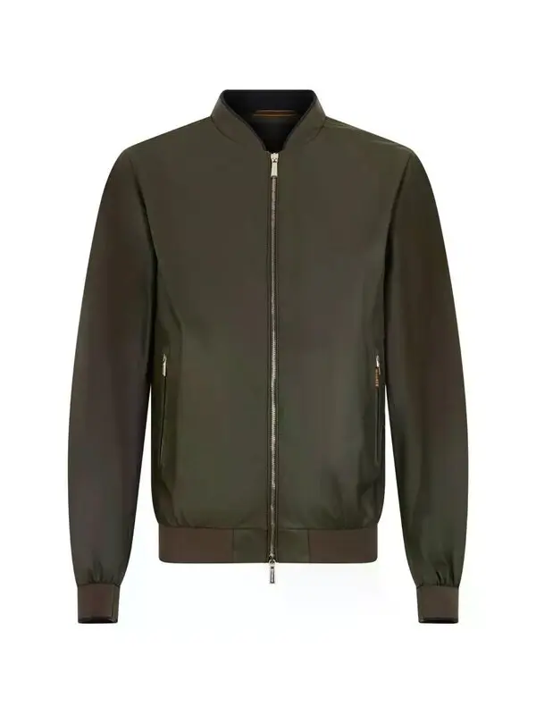 MOORER Leather Zip-up Bomber Jacket