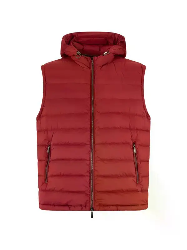 MOORER Padded Hooded Gilet - Red