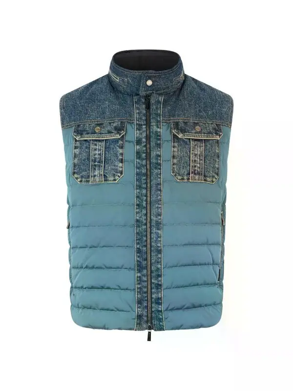 MOORER Padded Vest With Denim Inserts
