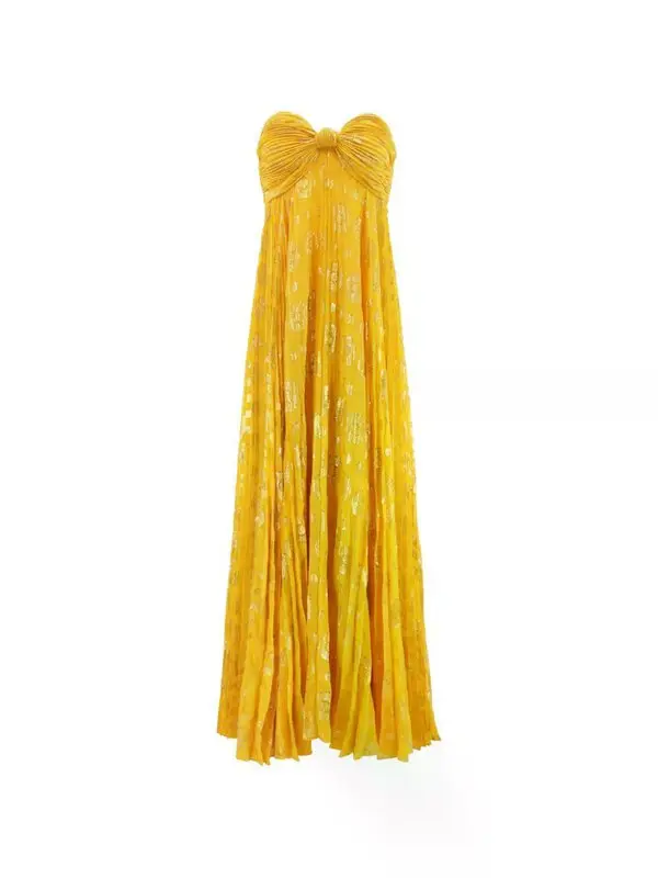 Alexis Knot Pleated Gown - Yellow